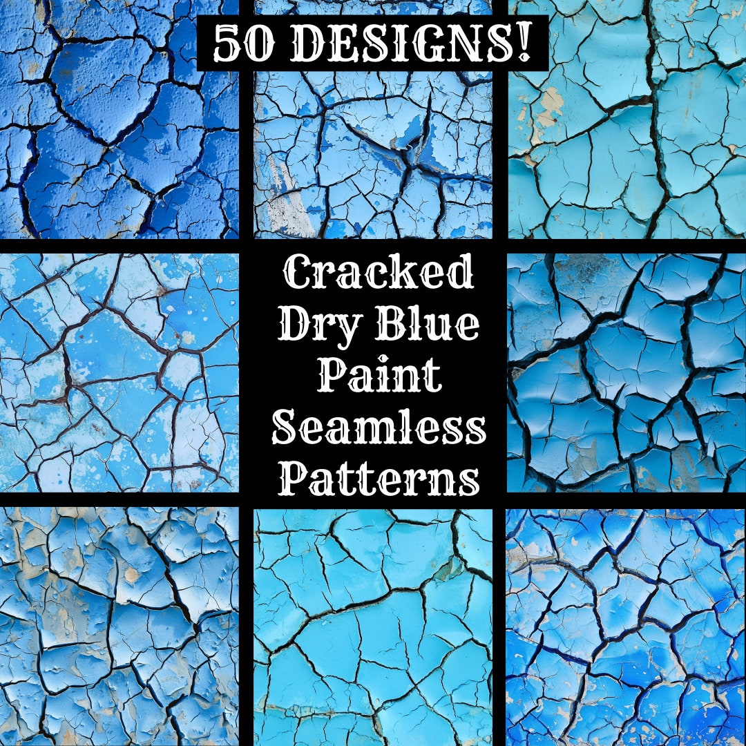 Cracked Dry Blue Paint Seamless Digital Paper, Printable Scrapbook ...