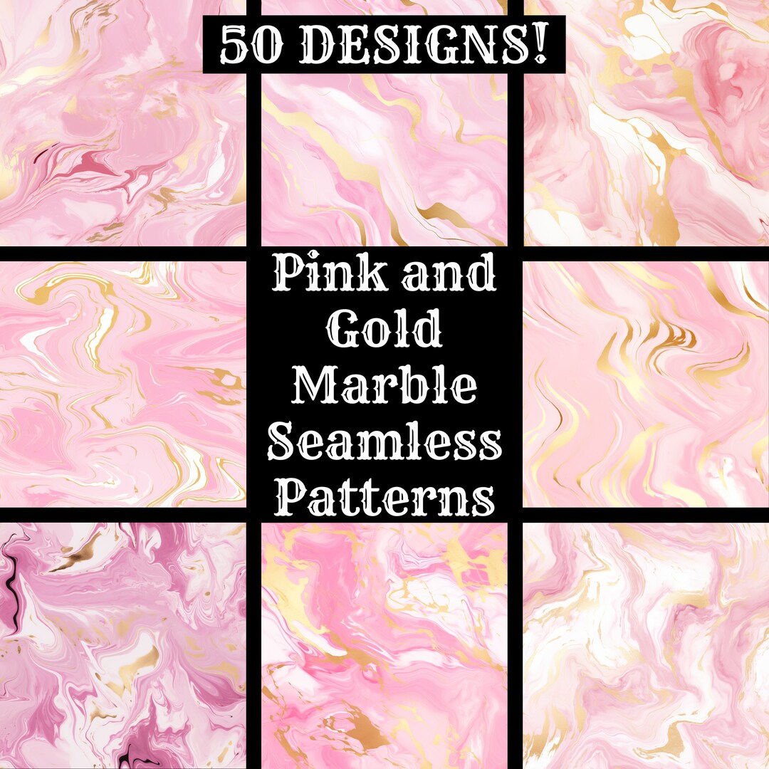 Pink and Gold Marble Seamless Digital Paper, Printable Scrapbook Paper ...