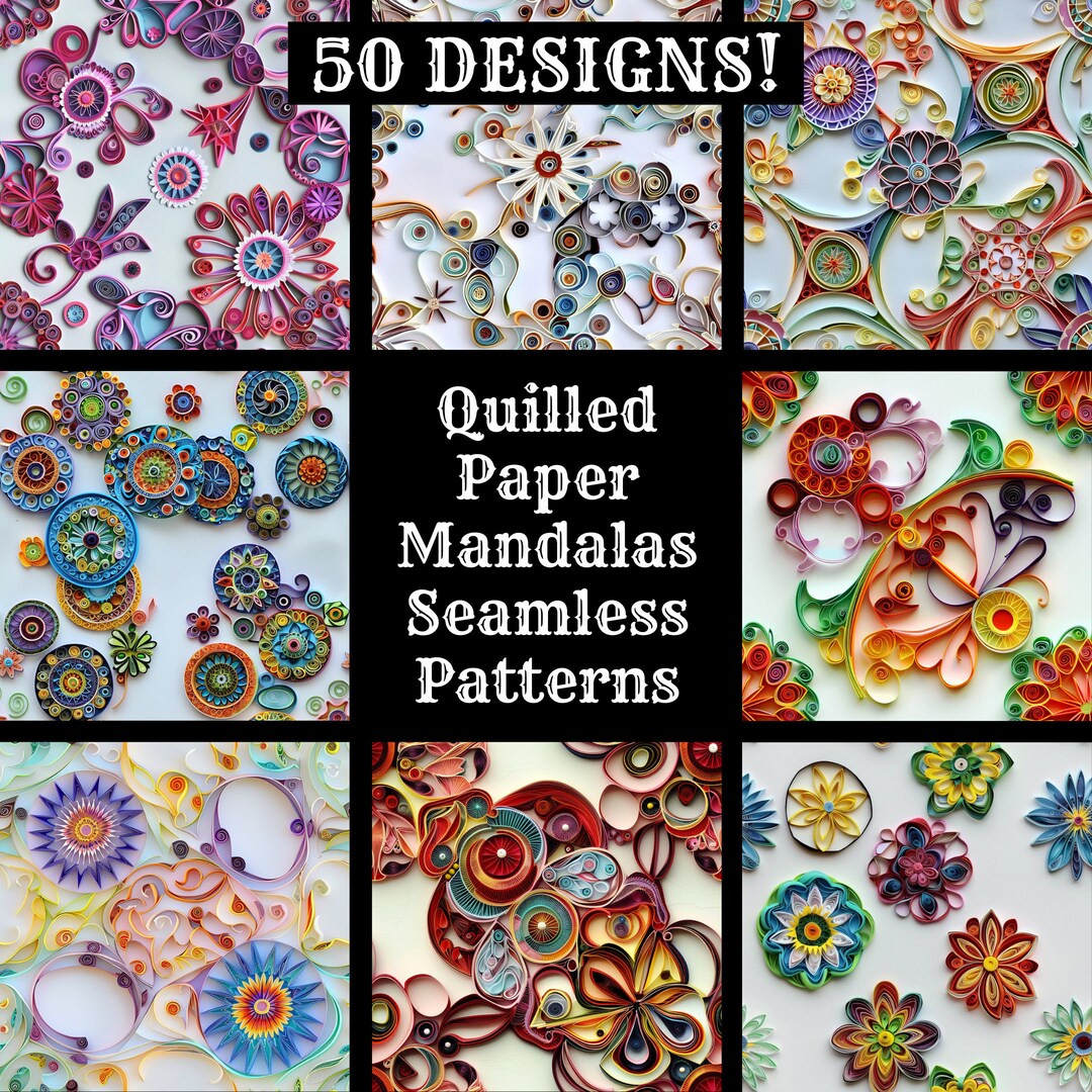 Quilled Paper Mandalas Seamless Digital Paper, Quilled Paper Mandalas ...