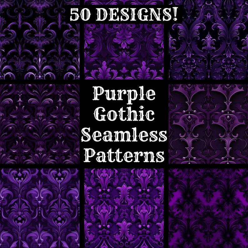 Purple Gothic Seamless Digital Paper Printable Scrapbook - Etsy