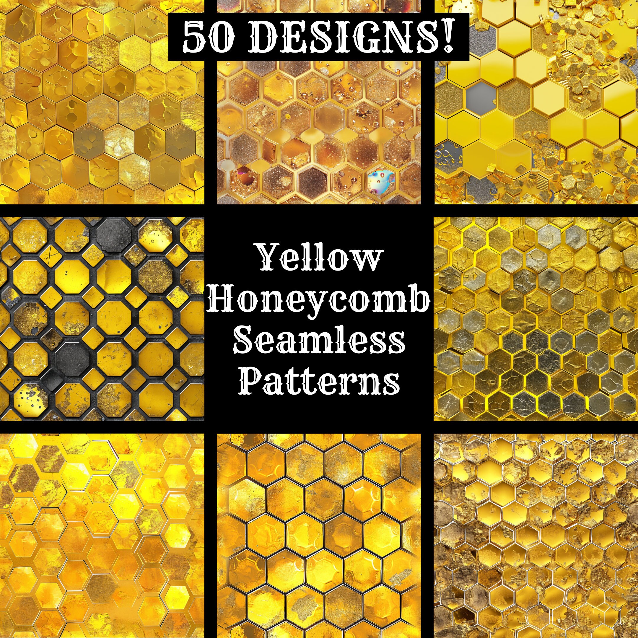 Yellow Honeycomb Seamless Digital Paper for Printable Scrapbook - Etsy