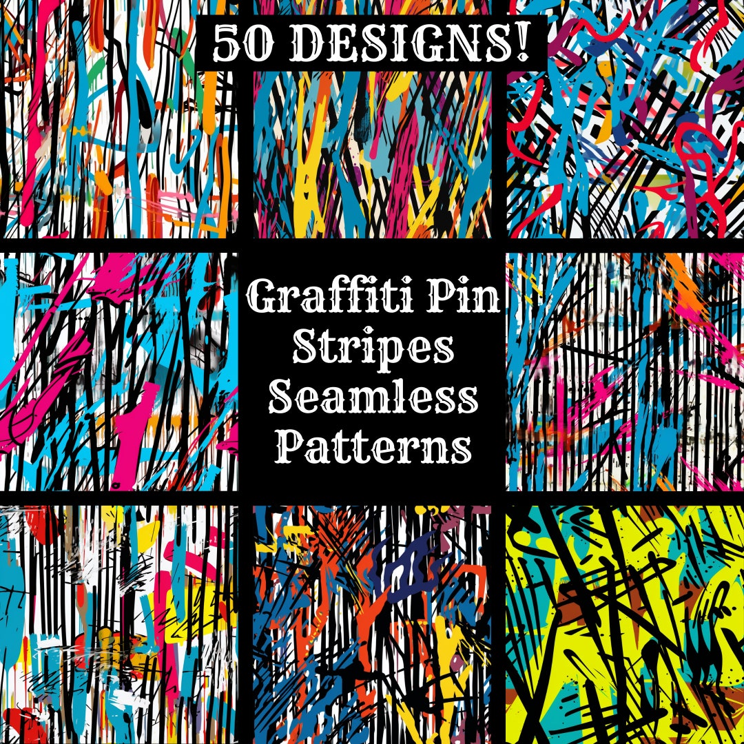 Graffiti Pin Stripes Seamless Digital Paper, Printable Scrapbook Paper ...