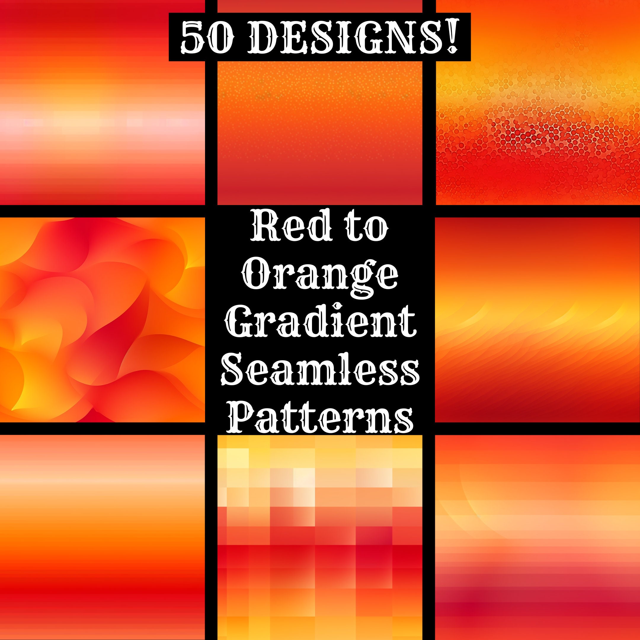Red Orange Gradient Seamless Paper: 50 PNG Textures (digital Download ...