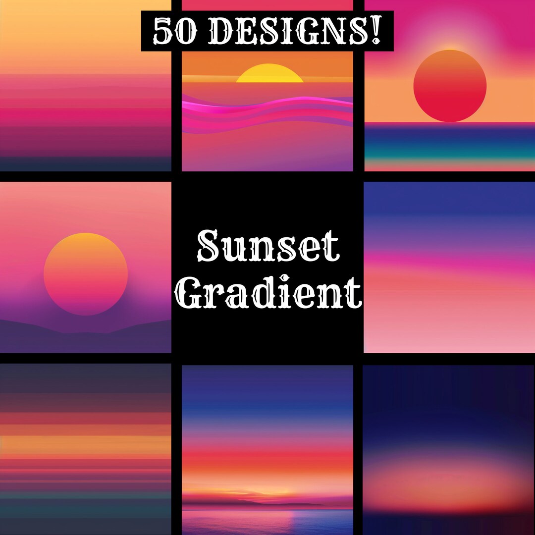 Sunset Gradient Paper, Sunset Gradient Printable Paper, Vintage Sunset ...