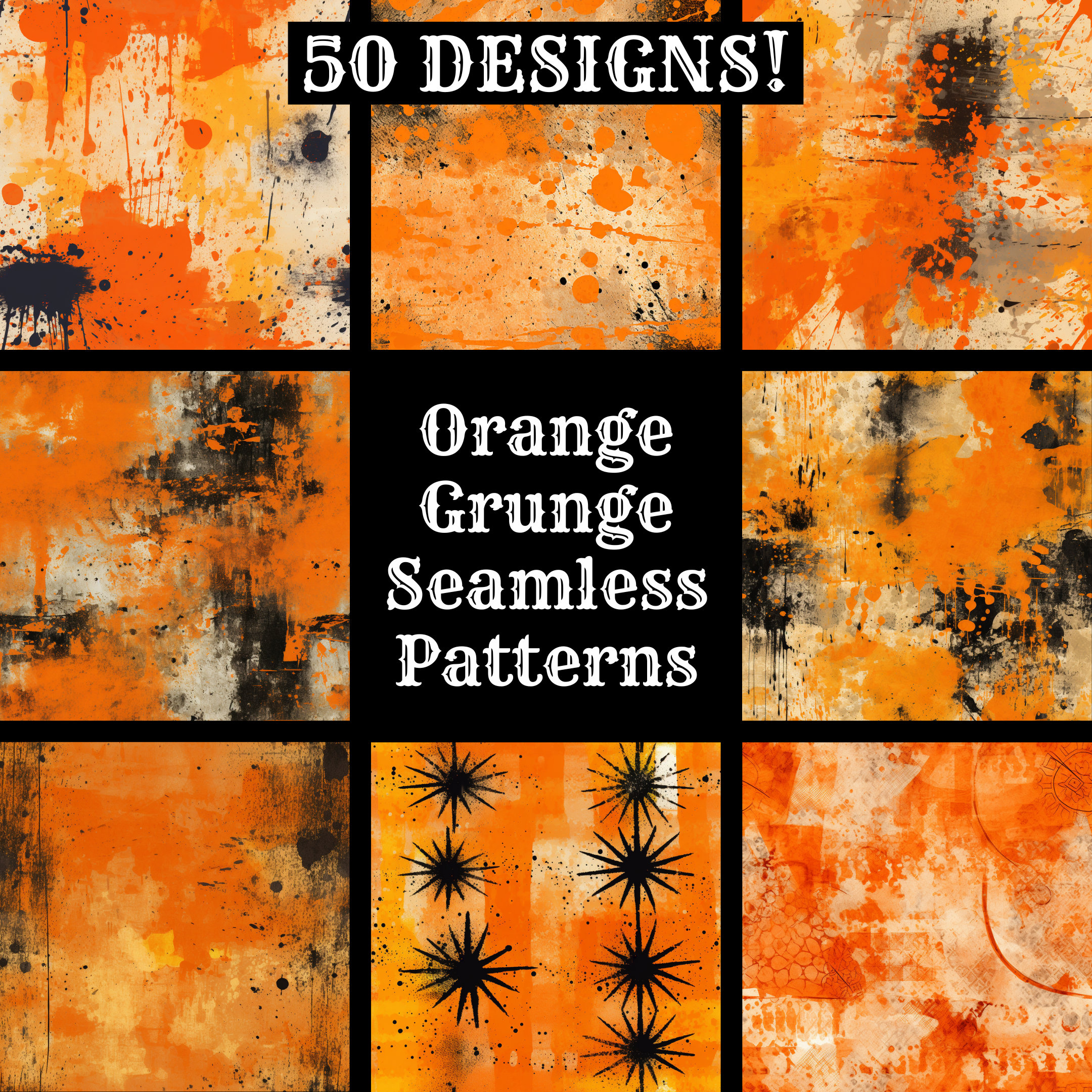 Orange Grunge Seamless Digital Paper, Printable Scrapbook Paper ...