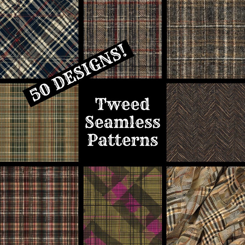 Tweed Seamless Pattern: 50 Digital Papers (PNG, 300 Dpi) (digital ...