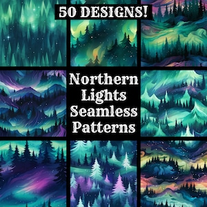 Northern Lights Seamless Pattern: Scrapbook Paper, Fabric Print ...