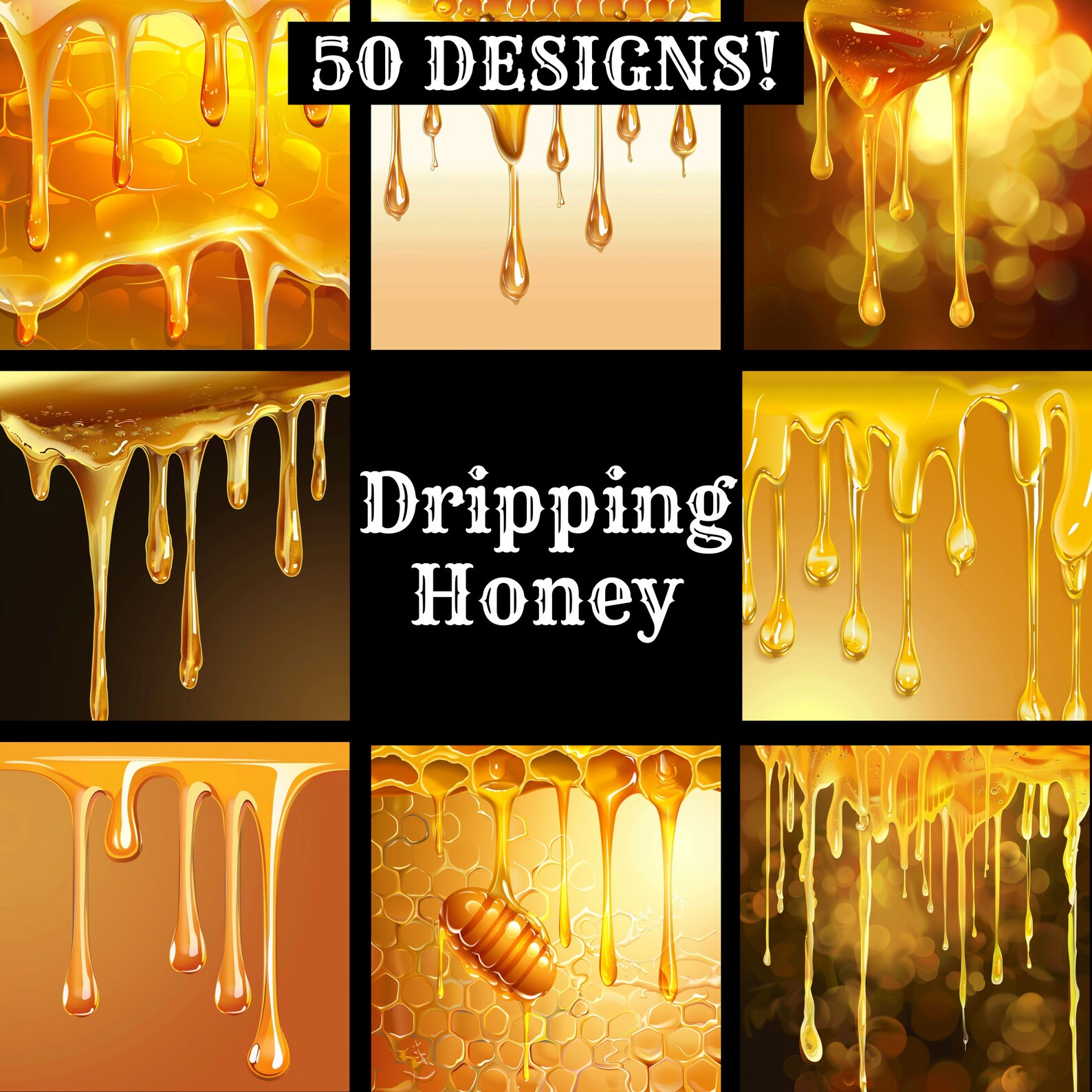 Dripping Honey Paper, Dripping Honey Printable Paper, Vintage Dripping ...