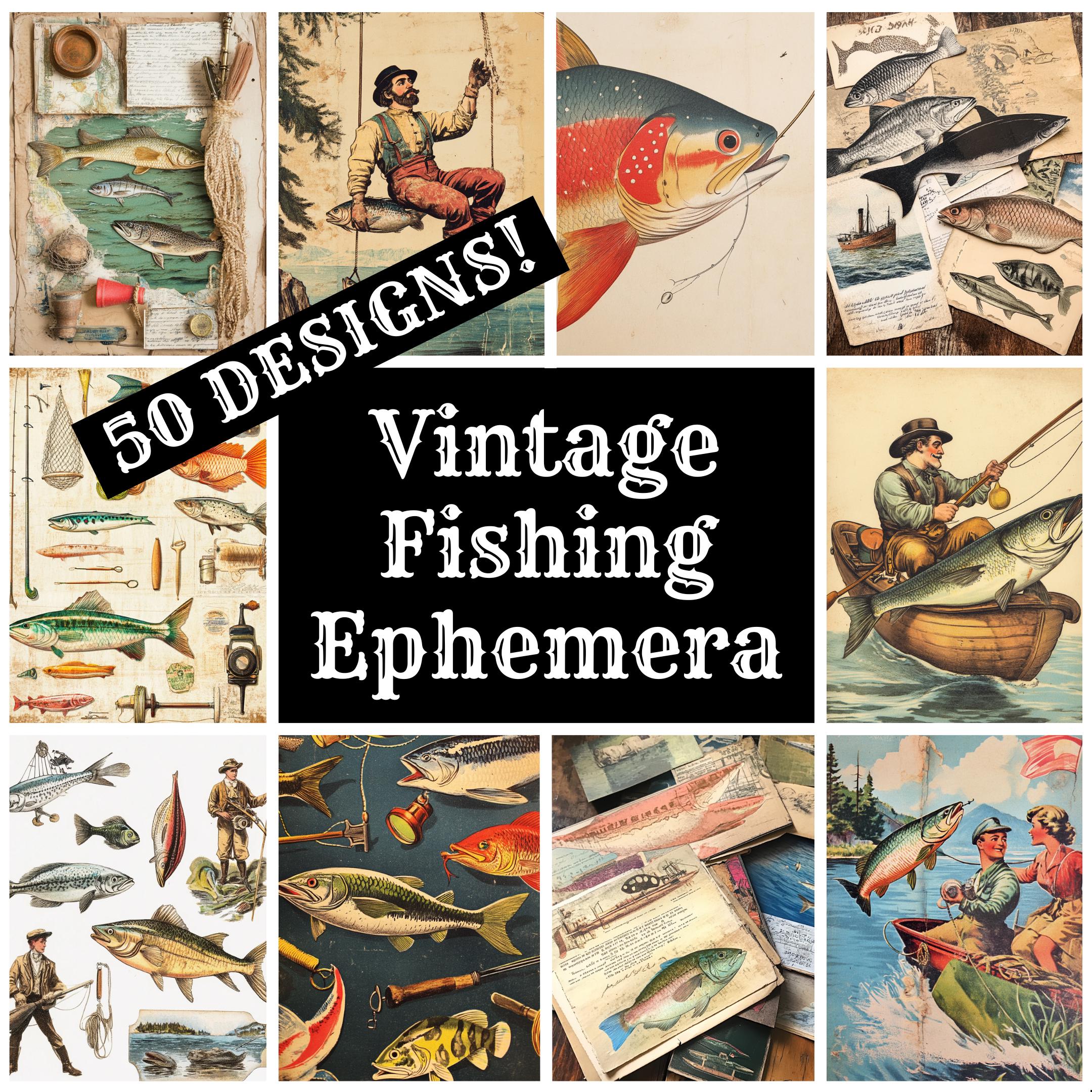 Vintage Fishing Ephemera: Printable Journal Paper (PNG Digital Download ...