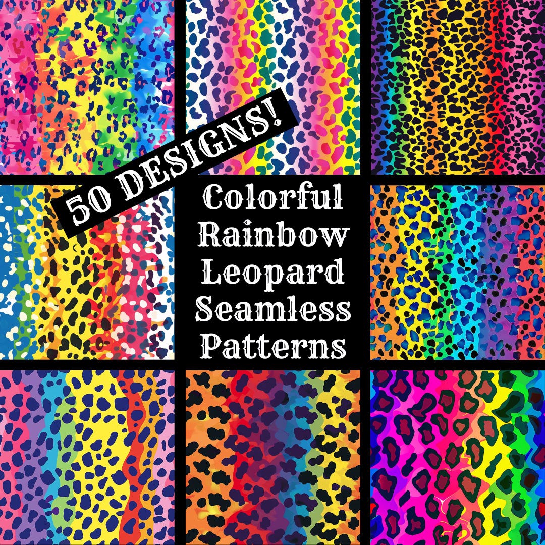 Rainbow Leopard Seamless Pattern: Colorful Digital Paper (PNG, 300 Dpi ...