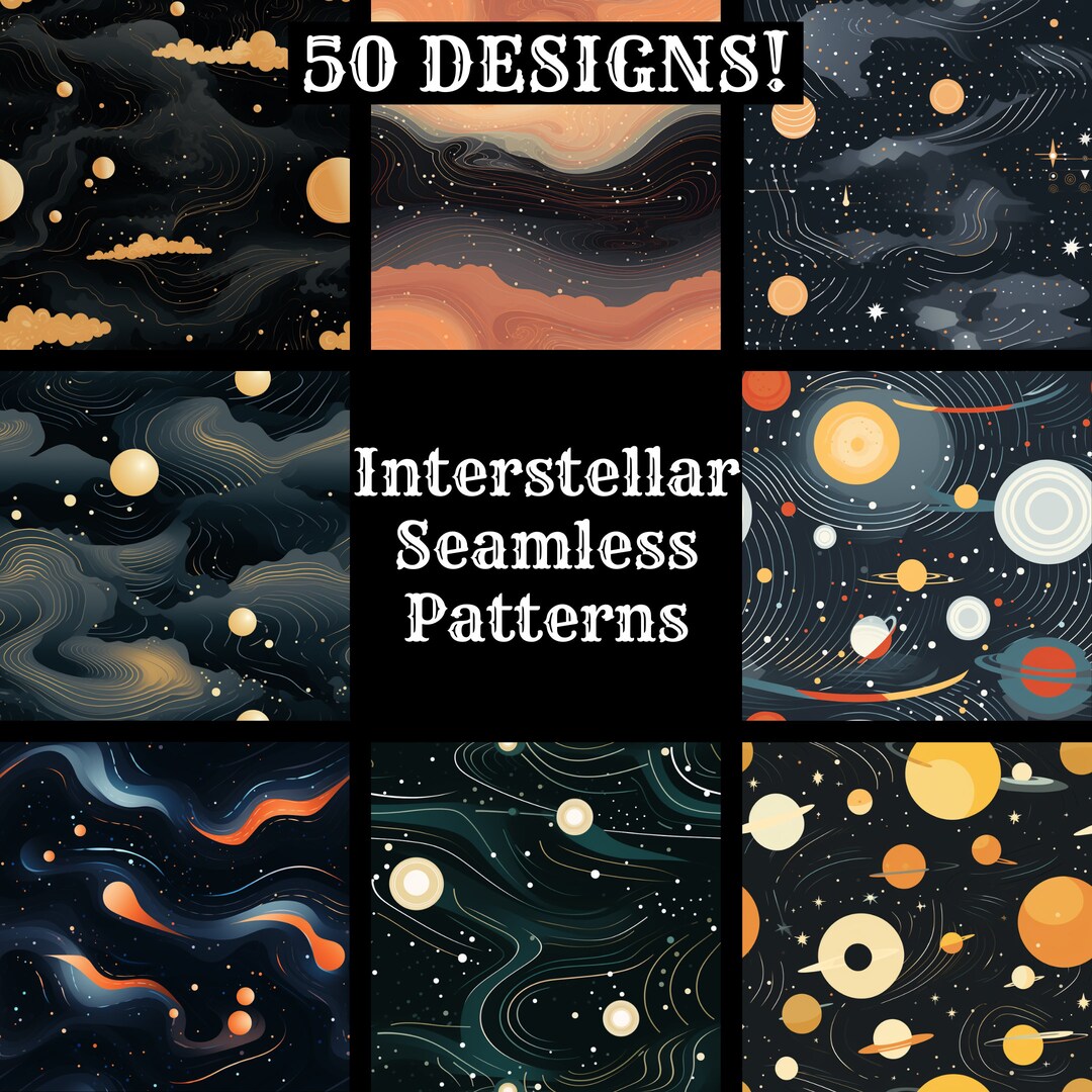 Interstellar Seamless Digital Paper, Printable Scrapbook Paper Seamless Textures, Instant ...