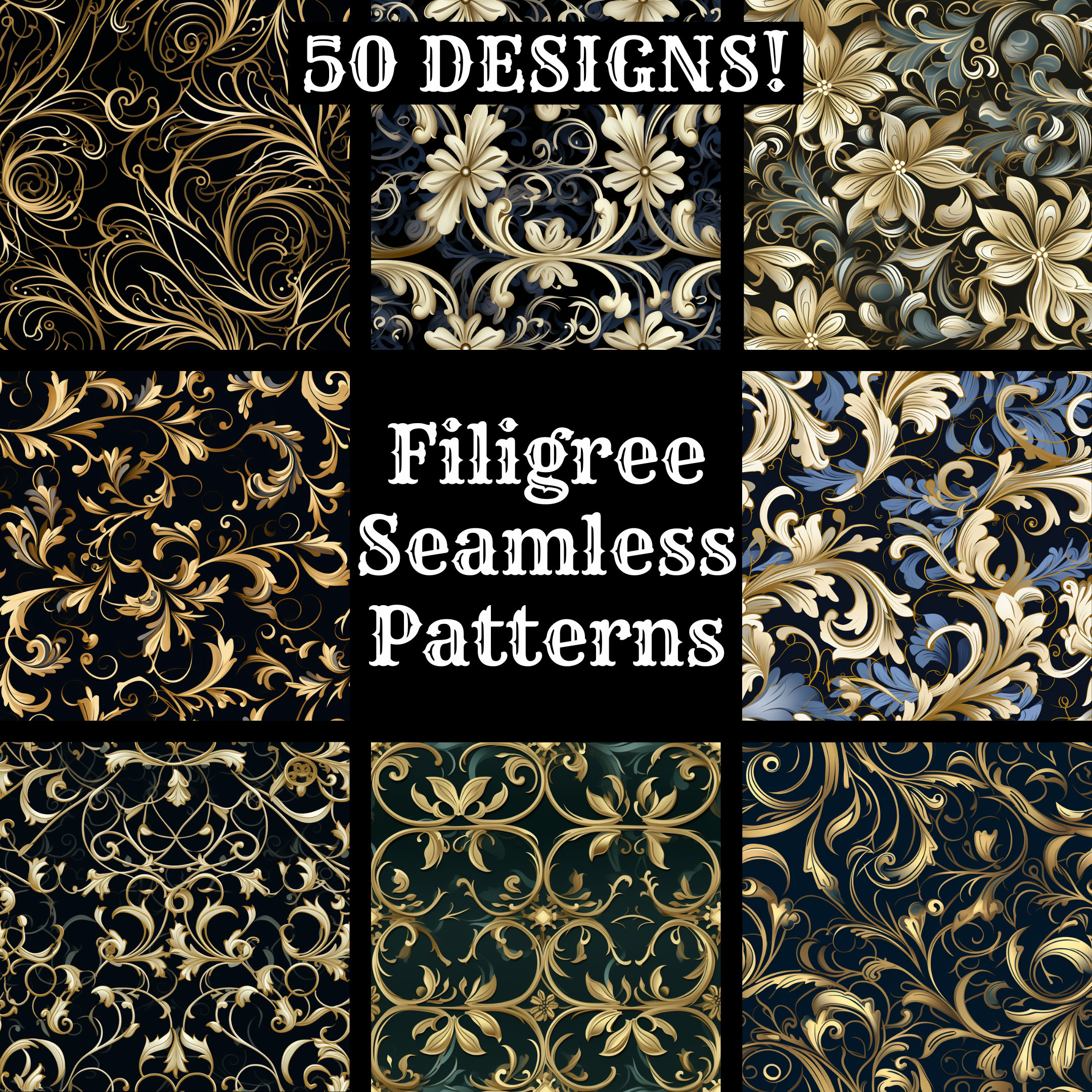 Filigree Seamless Digital Paper, Printable Scrapbook Paper Seamless ...