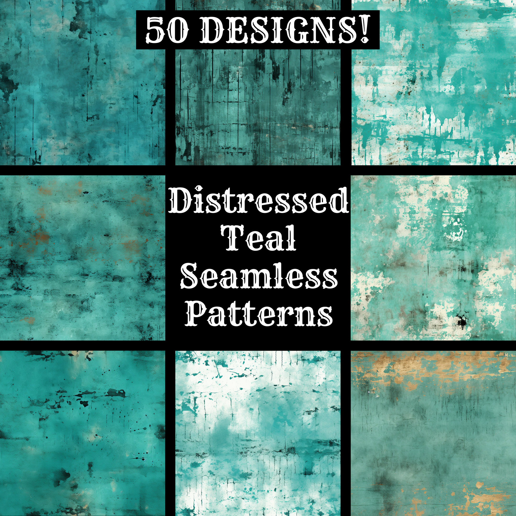 Distressed Teal Seamless Digital Paper for Scrapbooking and Backgrounds ...