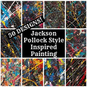 Jackson Pollock Style Digital Paper: 50 PNG Designs (8.5x11 In ...