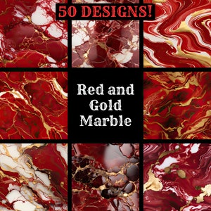 Seamless Red and Gold Marble Digital Paper, Printable Scrapbook Paper ...