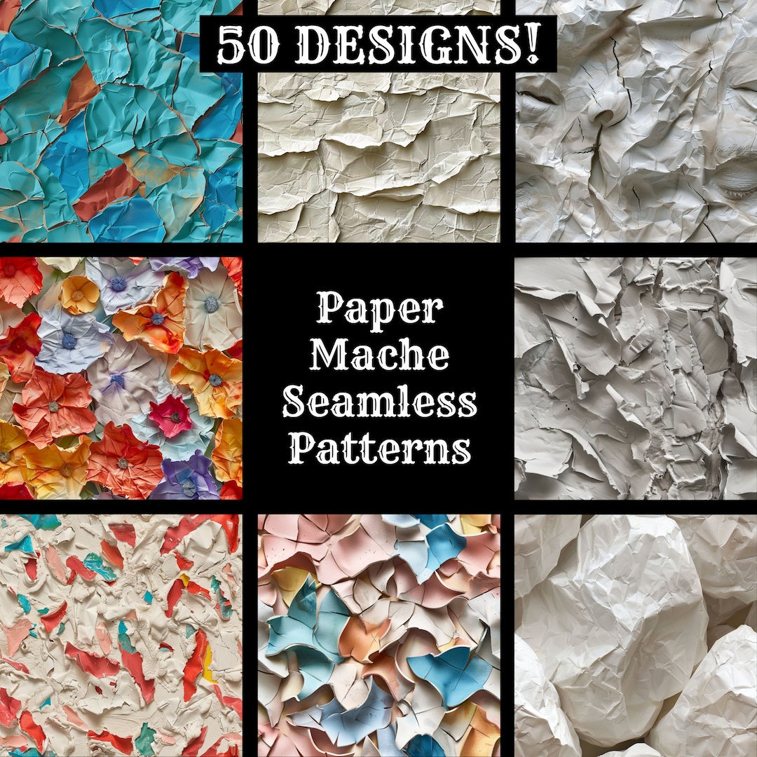 Paper Mache Seamless Patterns: 50 PNG Digital Papers (digital Download ...