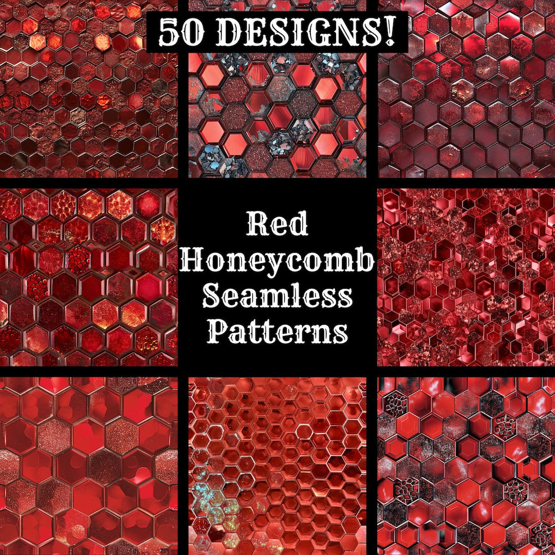 Red Honeycomb Seamless Digital Paper, Printable Scrapbook Paper ...