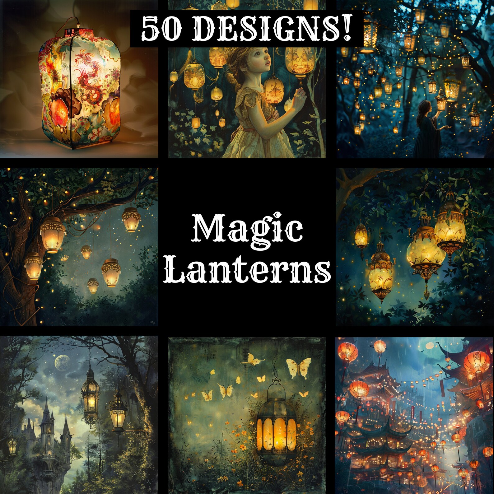 Magic Lanterns Paper, Magic Lanterns Printable Paper, Vintage Magic ...