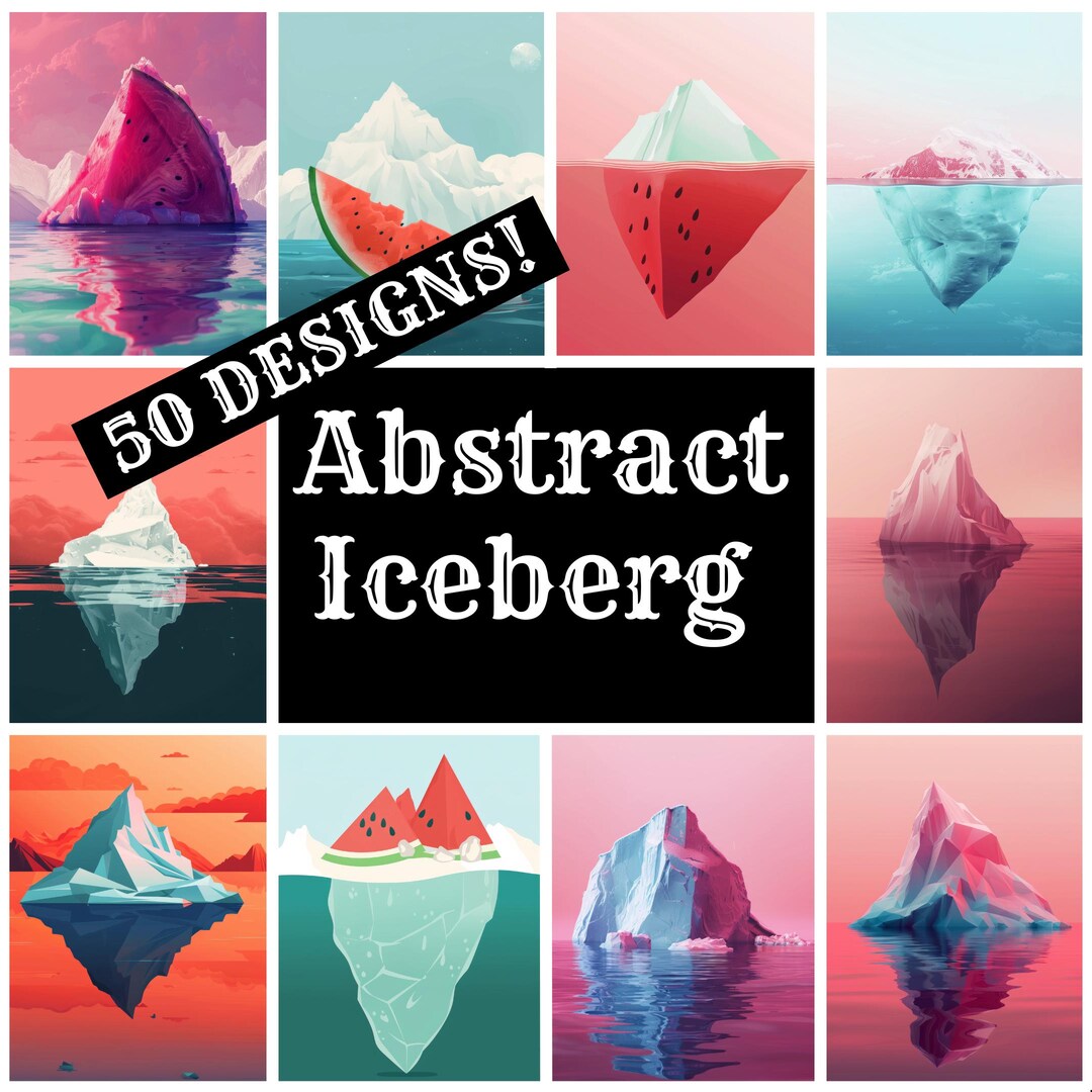 Abstract Iceberg Digital Paper: Vintage Journal Inserts (PNG, 8.5x11 In ...