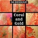 Coral and Gold Digital Paper: Vintage Scrapbook Designs (PNG, 12x12 ...