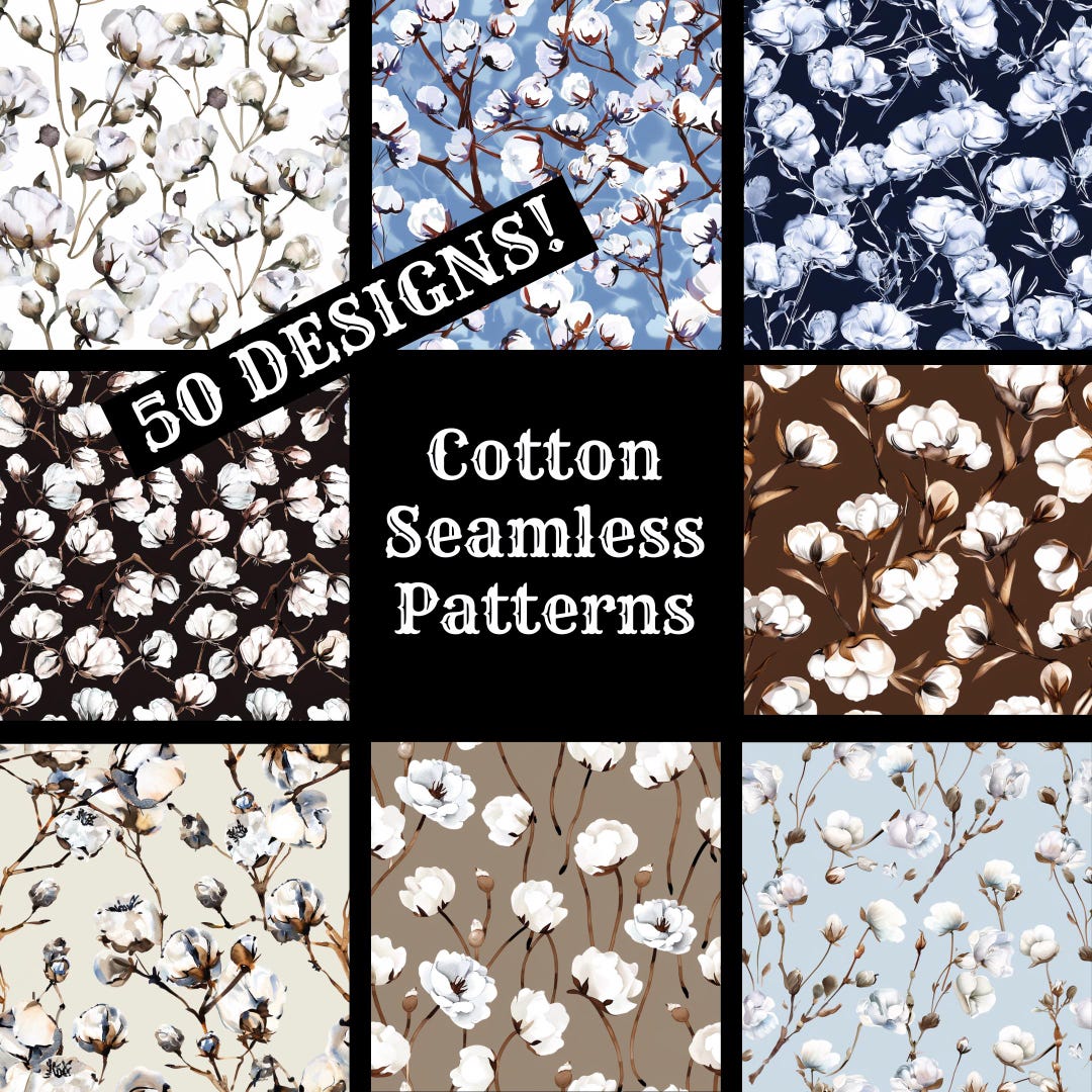 Cotton Seamless Digital Paper, Cotton Printable Scrapbook Paper ...