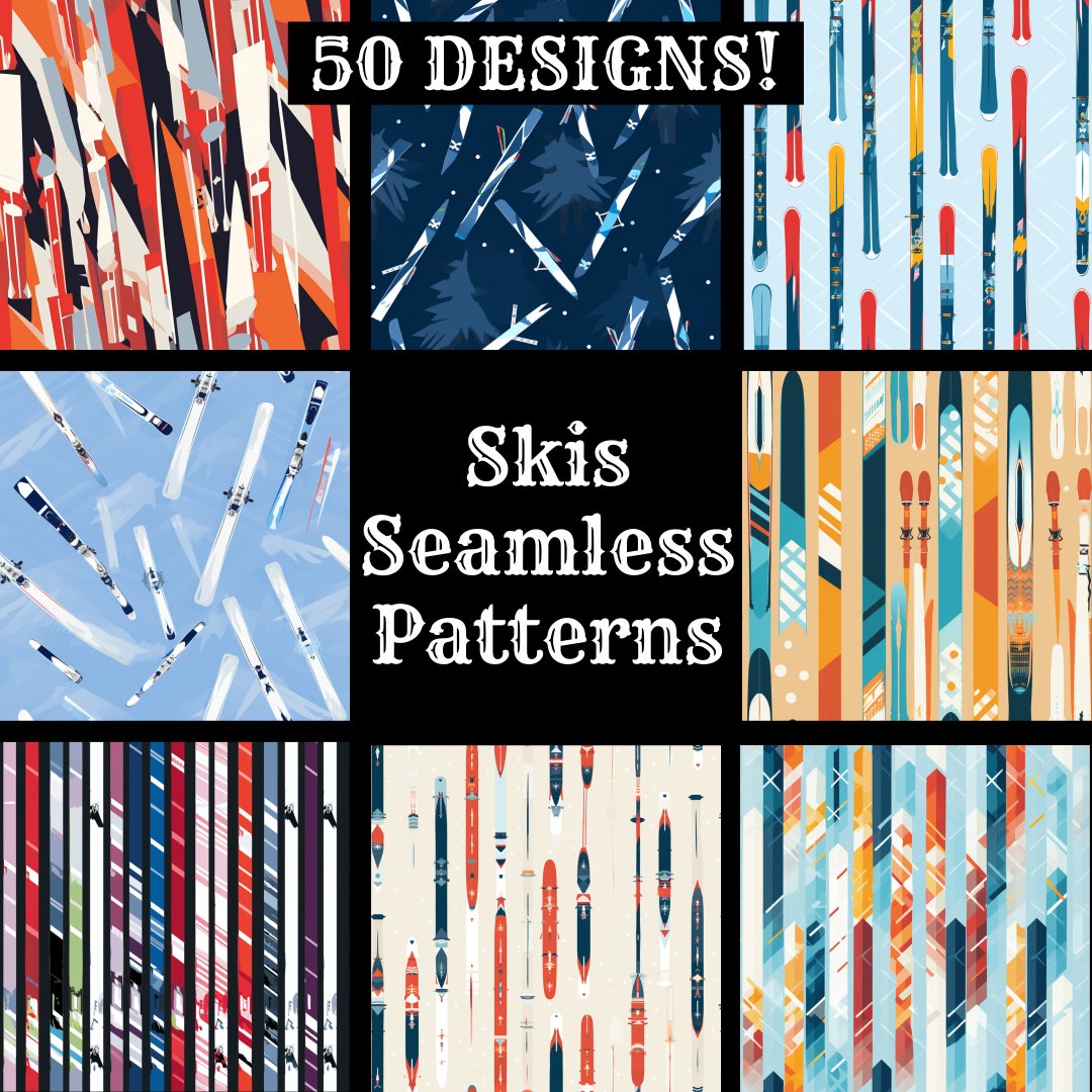 Skis Seamless Digital Paper, Printable Scrapbook Paper Seamless ...