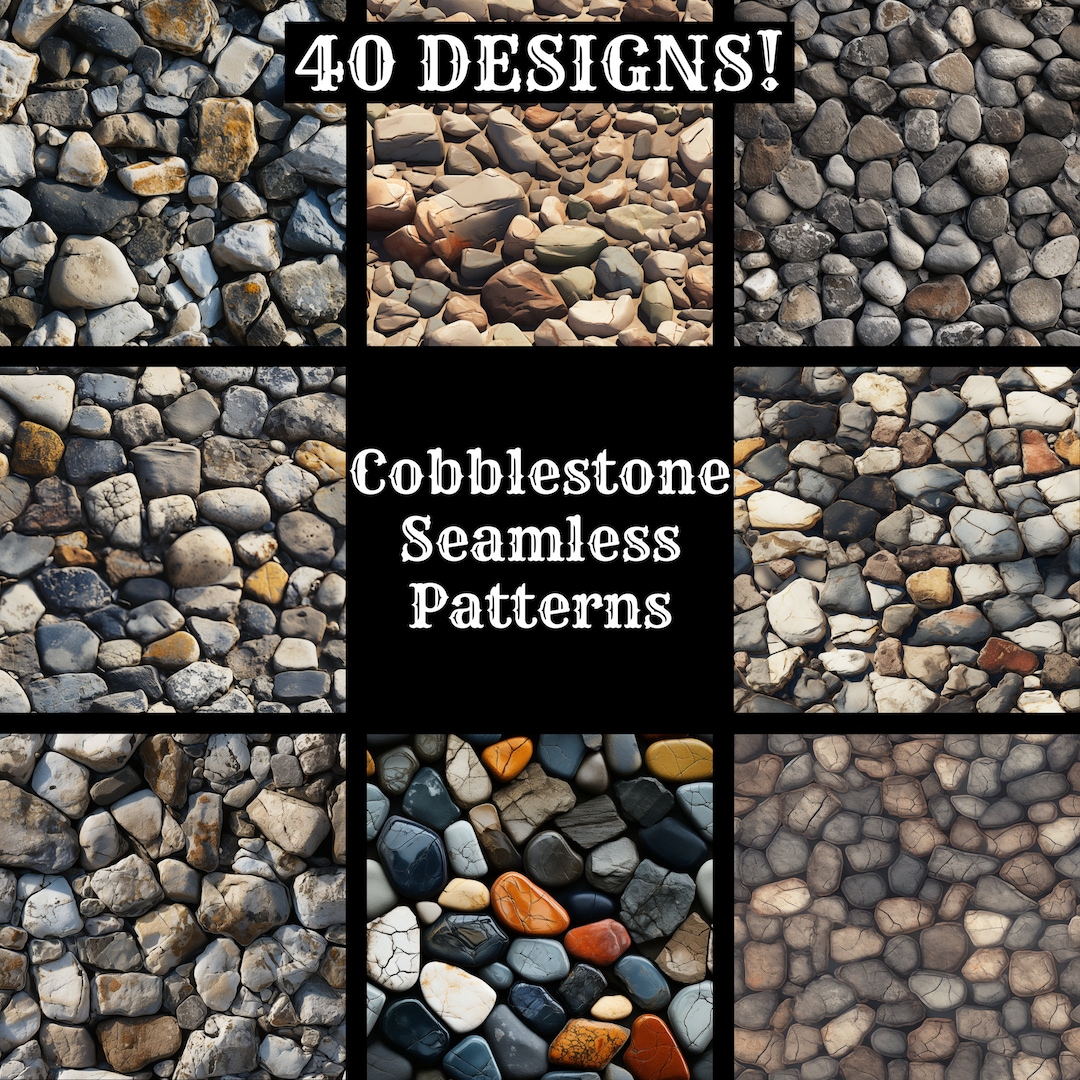 Cobblestone Seamless Pattern: 40 Printable Digital Papers (PNG) - Etsy