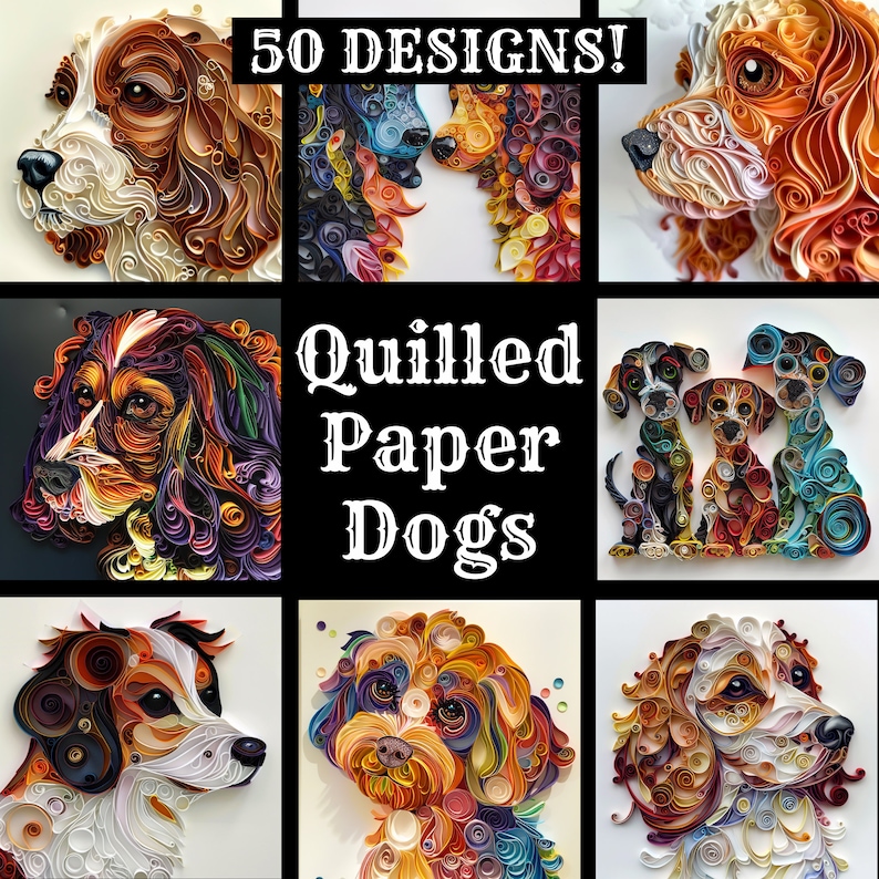 Quilled Paper Dogs: High Resolution Digital Paper (PNG) - Etsy