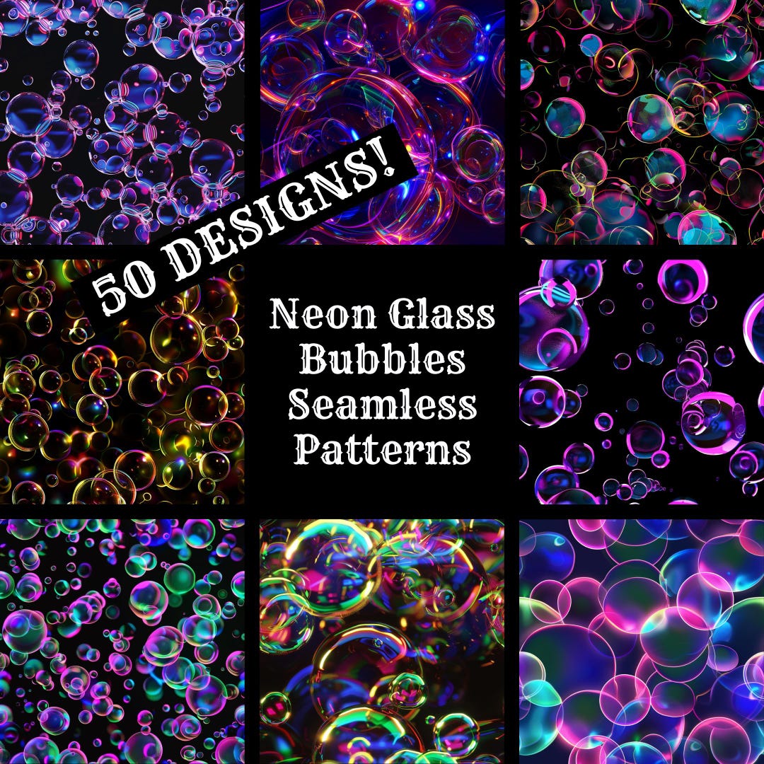 Neon Bubbles Seamless Pattern: Printable Scrapbook Paper (digital ...