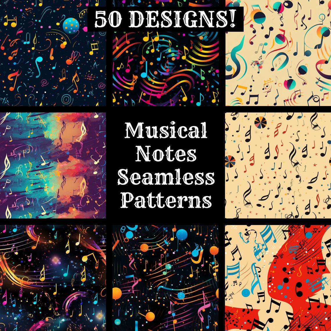 Musical Notes Seamless Pattern: Scrapbook Paper (digital Download) - Etsy
