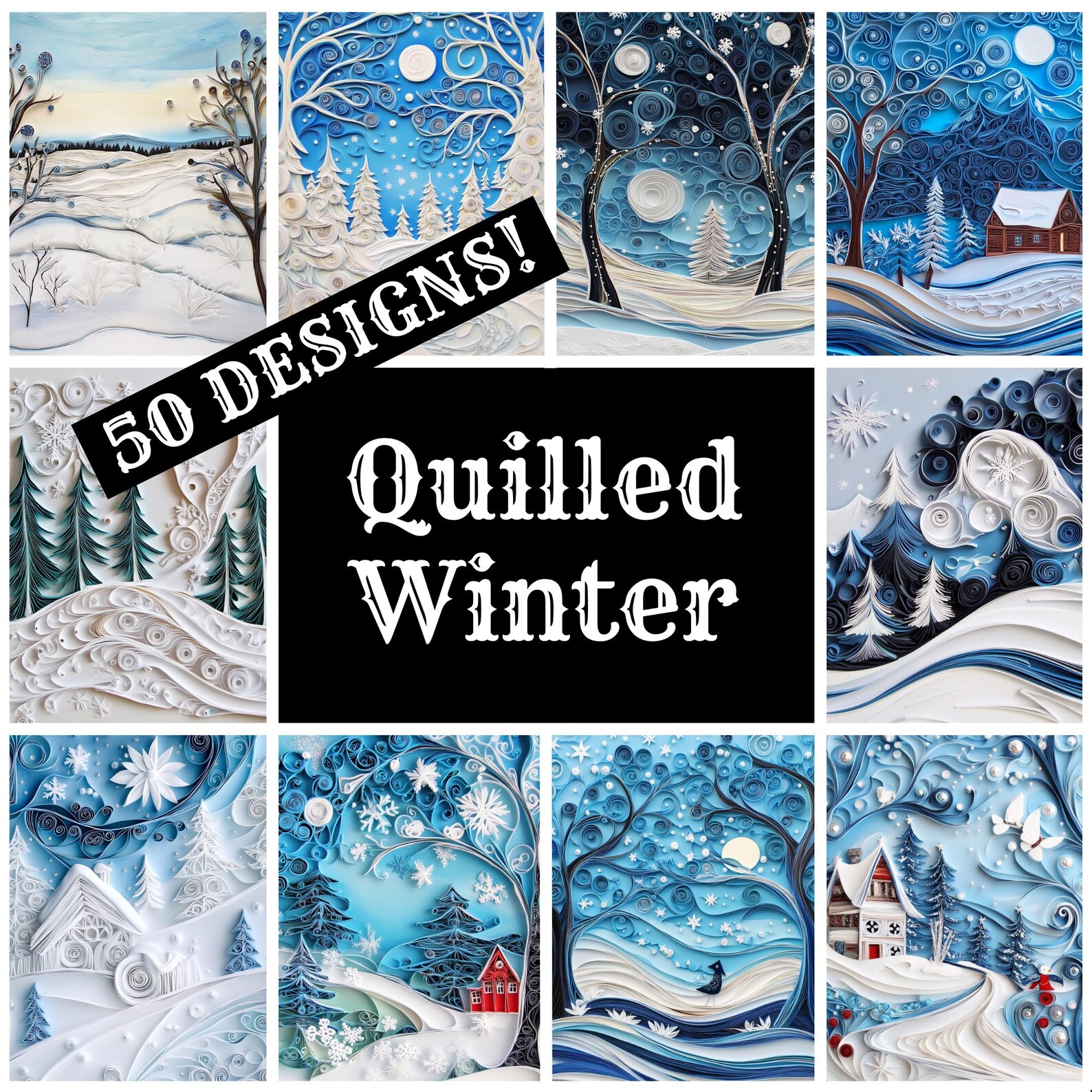 Quilled Winter Journal Paper: Scrapbook Inserts (digital Download) - Etsy