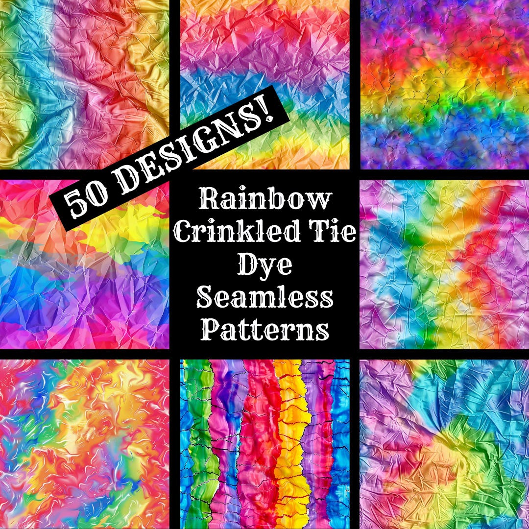 Rainbow Crinkled Tie Dye Seamless Digital Paper, Printable Scrapbook ...