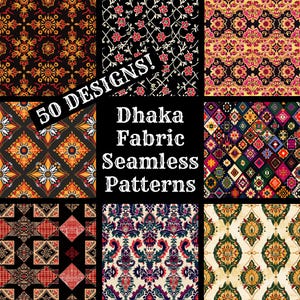 Dhaka Fabric Seamless Patterns: Printable Scrapbook Paper (digital ...