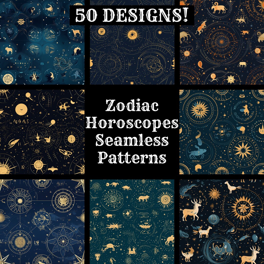 Zodiac Horoscopes Seamless Digital Paper, Printable Scrapbook Paper ...