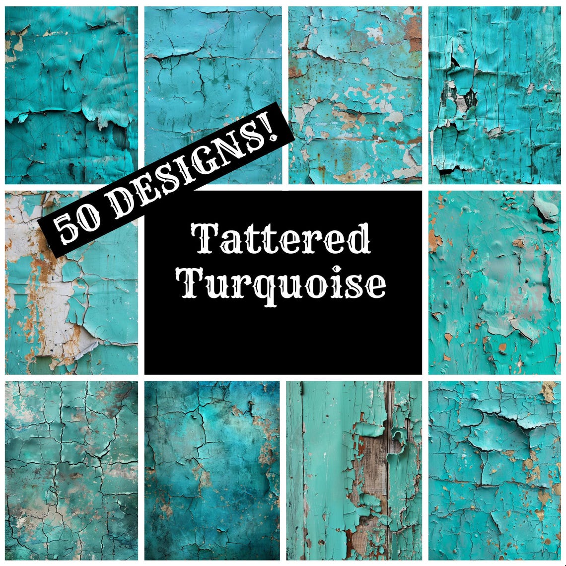 Tattered Turquoise Digital Paper: Vintage Journal Inserts (PNG Download ...