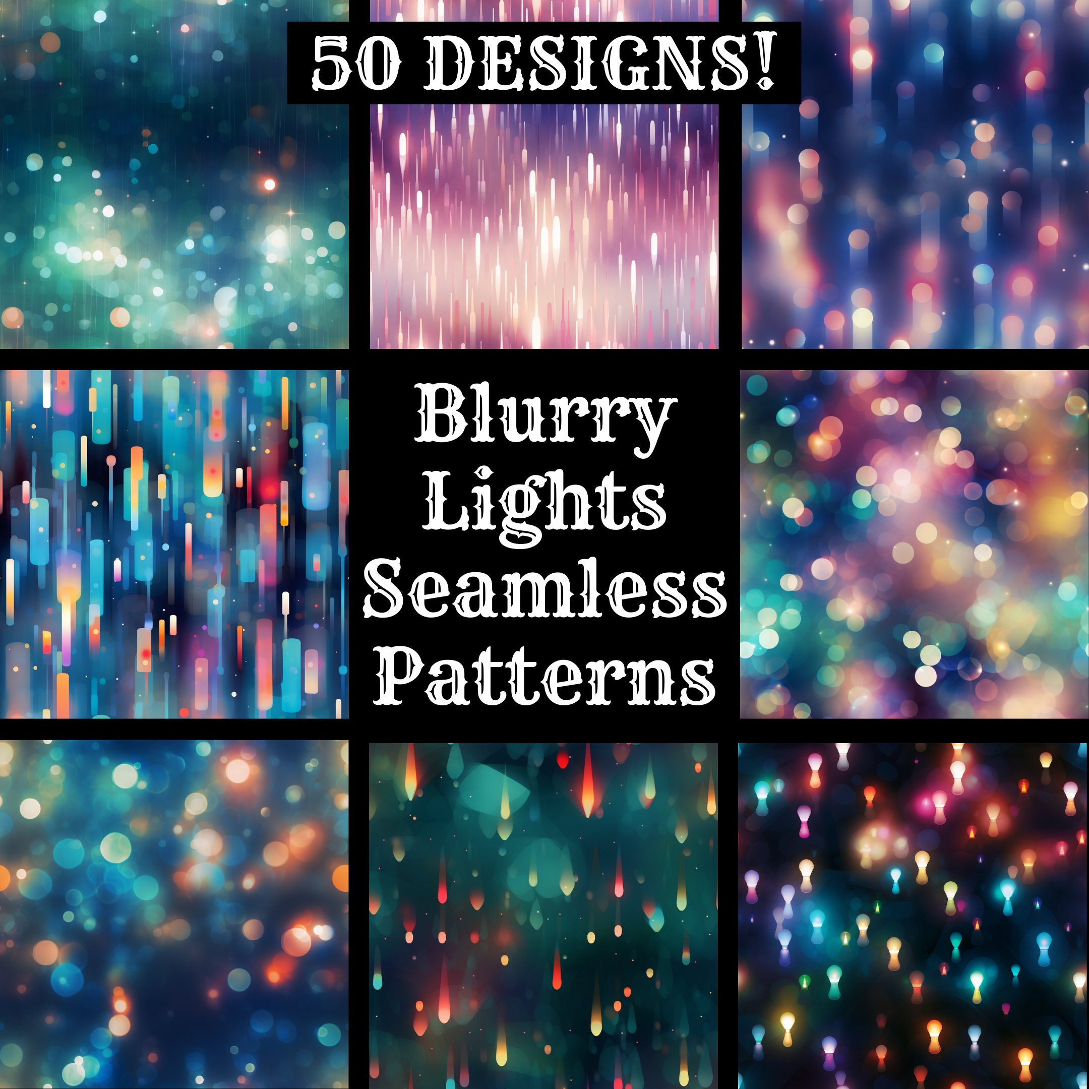 Blurry Lights Seamless Pattern: 50 PNG Digital Papers (digital Download ...