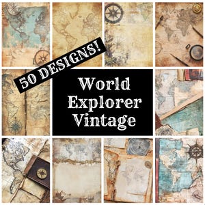 World Explorer Vintage Journal Paper, World Explorer Vintage Printable ...