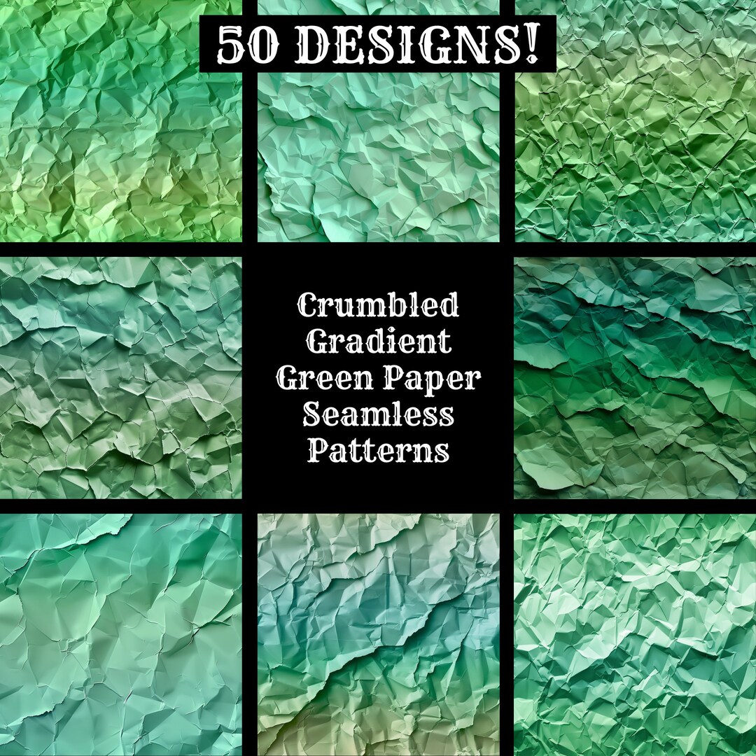 Green Crumbled Paper Textures: Gradient Seamless Patterns (digital ...