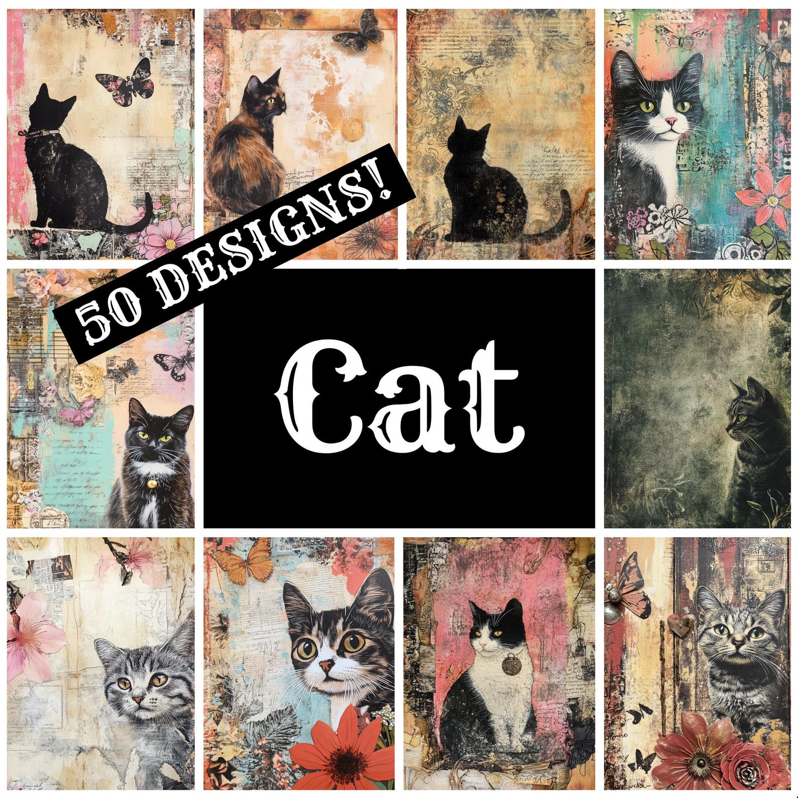 Cat Journal Paper: Vintage Scrapbook Printable (digital Download) - Etsy