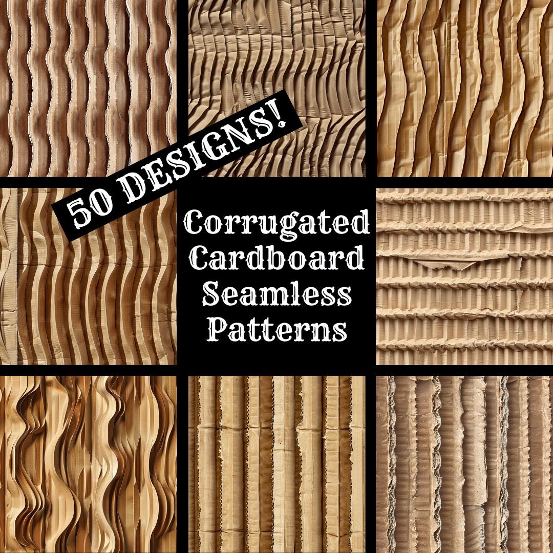 Corrugated Cardboard Seamless Textures: 50 Digital Papers (digital ...