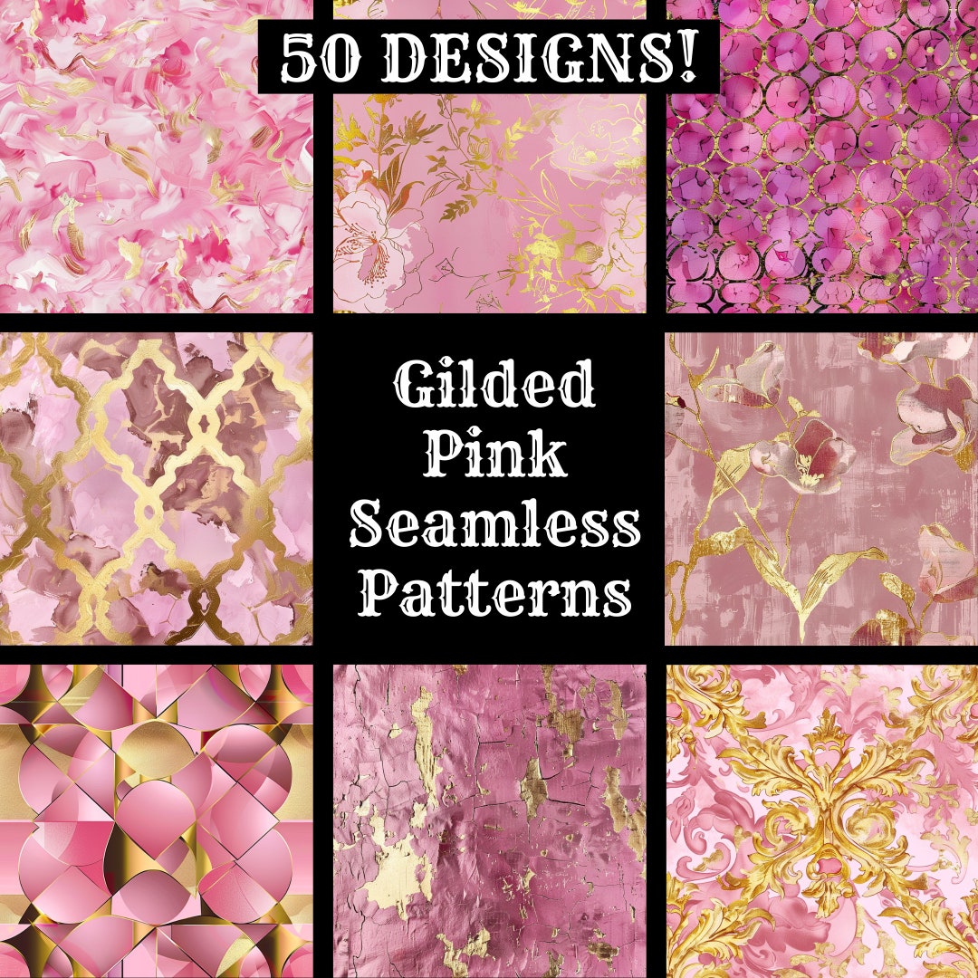 Gilded Pink Seamless Paper: Printable Scrapbook Textures (digital ...