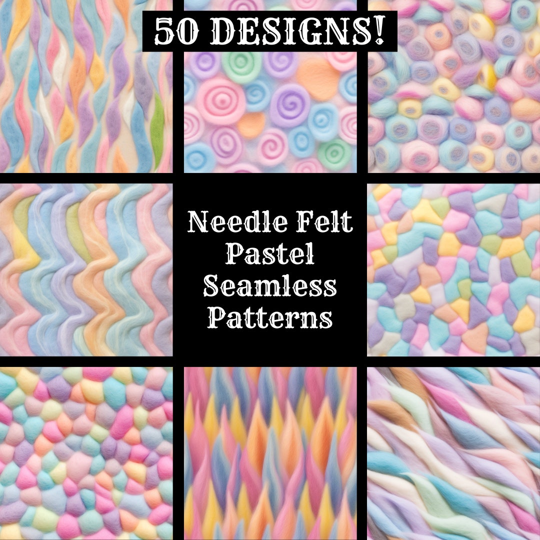 Needle Felt Pastel Seamless Digital Paper, Needle Felt Pastel Printable ...