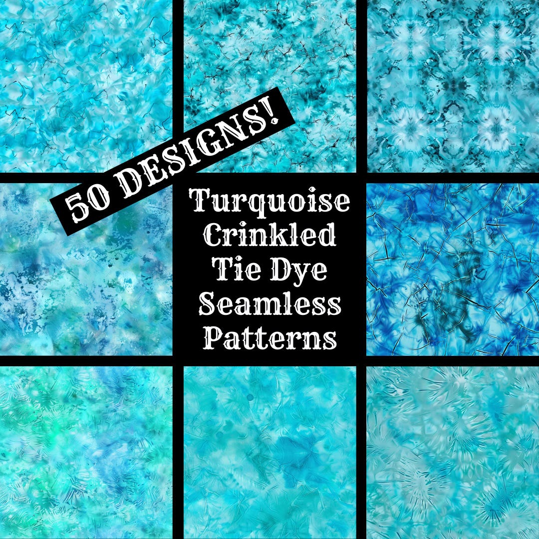 Turquoise Crinkled Tie Dye Seamless Digital Paper, Printable Scrapbook ...