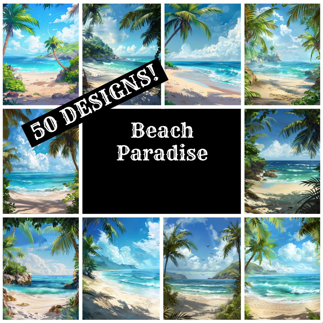 Beach Paradise Journal Paper, Beach Paradise Printable Paper, Vintage ...