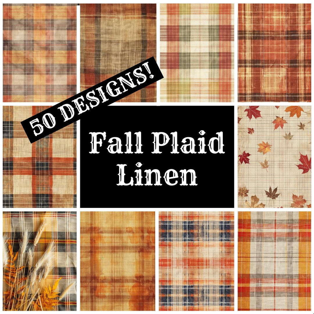 Fall Plaid Linen Digital Paper: Vintage Journal Inserts (PNG, 8.5x11 In ...