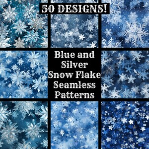 Blue and Silver Snow Flake Seamless Digital Paper Printable Scrapbook ...
