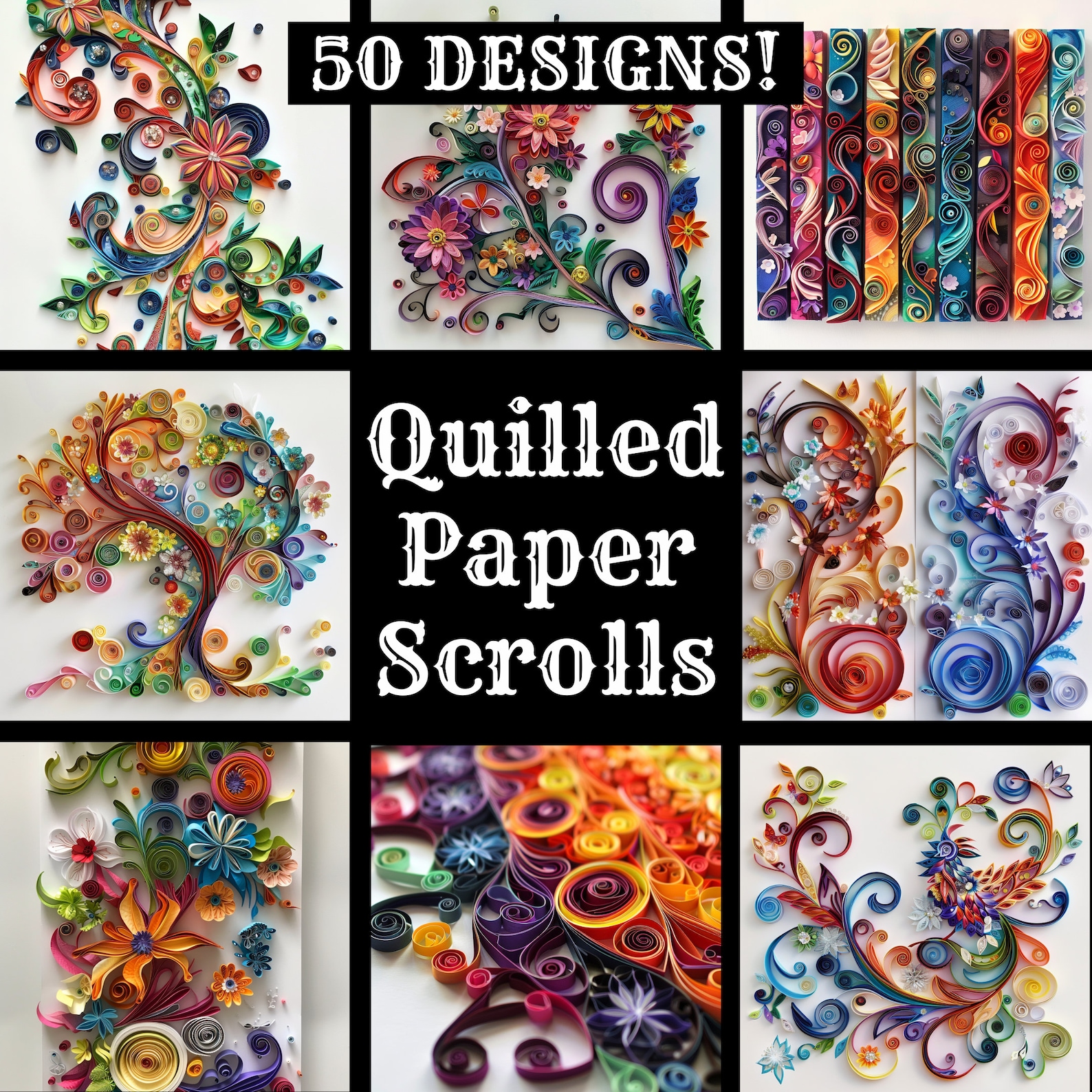 Quilled Paper Scrolls Paper, Quilled Paper Scrolls Printable Paper ...