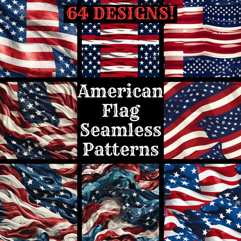 American Flag Seamless Pattern: Patriotic Digital Paper (PNG, 300 Dpi ...
