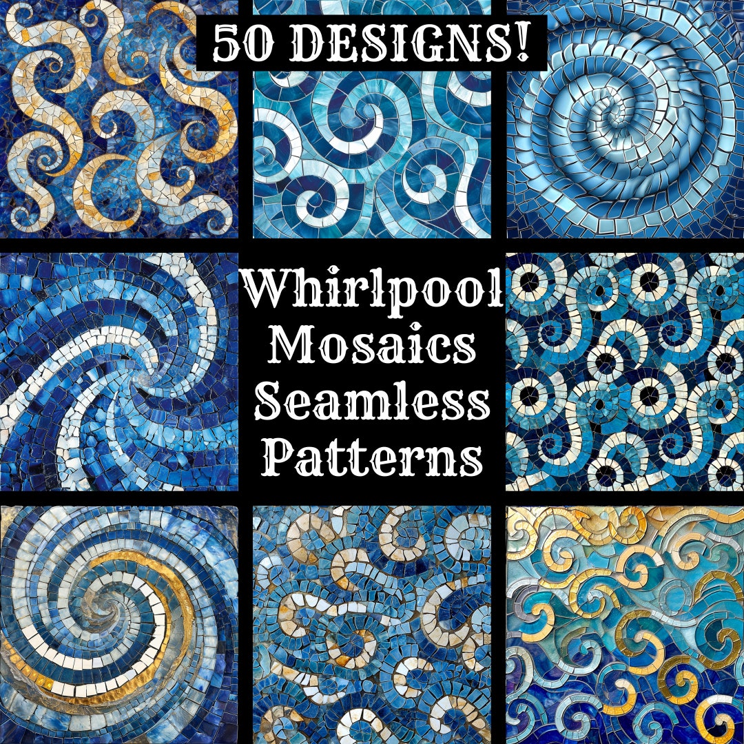 Whirlpool Mosaics Seamless Digital Paper, Printable Scrapbook Paper ...