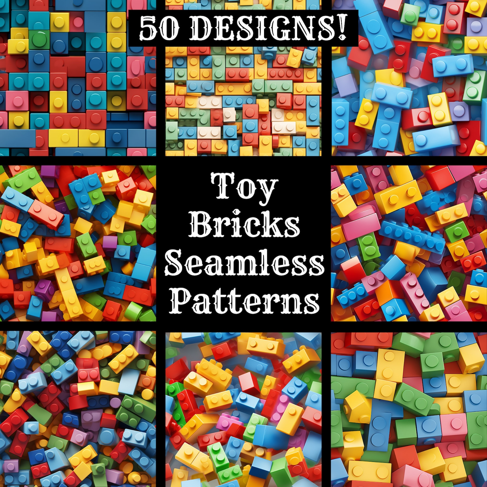 Toy Bricks Seamless Digital Paper, Printable Scrapbook Paper Seamless ...